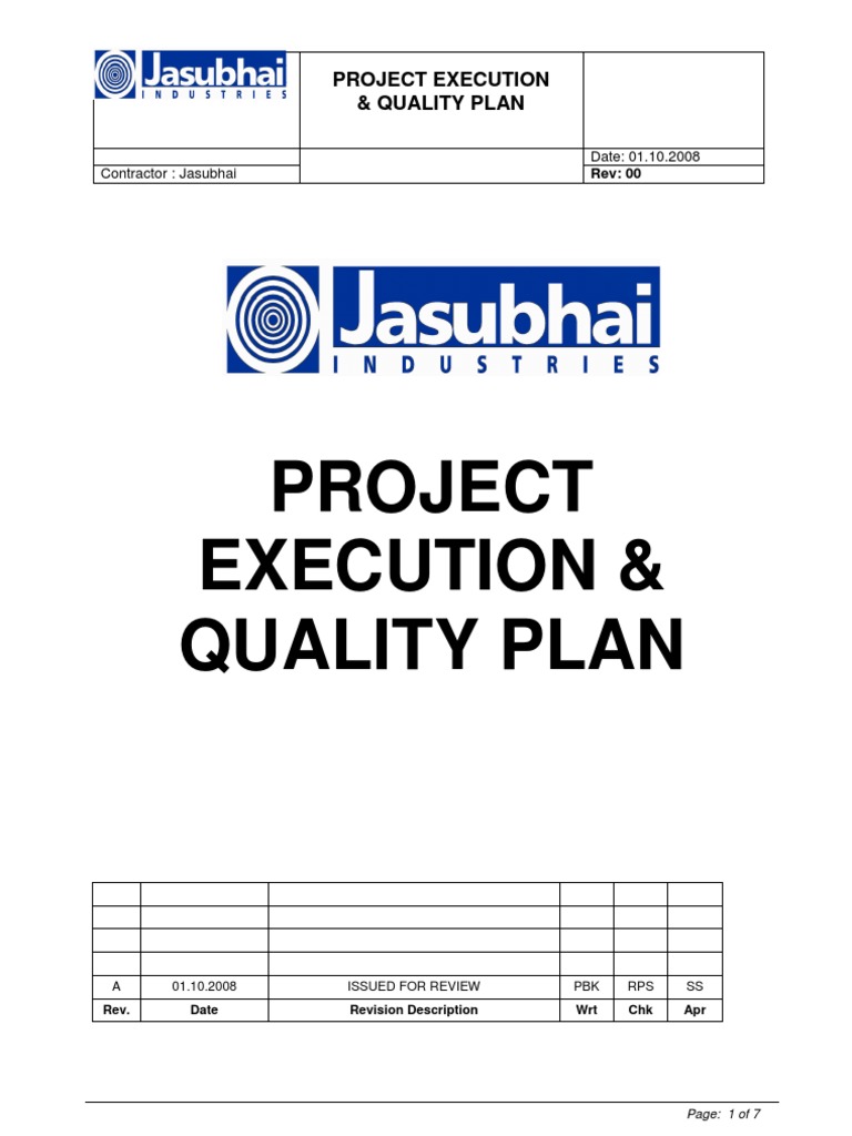Project Execution & Quality Plan Overview | PDF | Quality Assurance ...