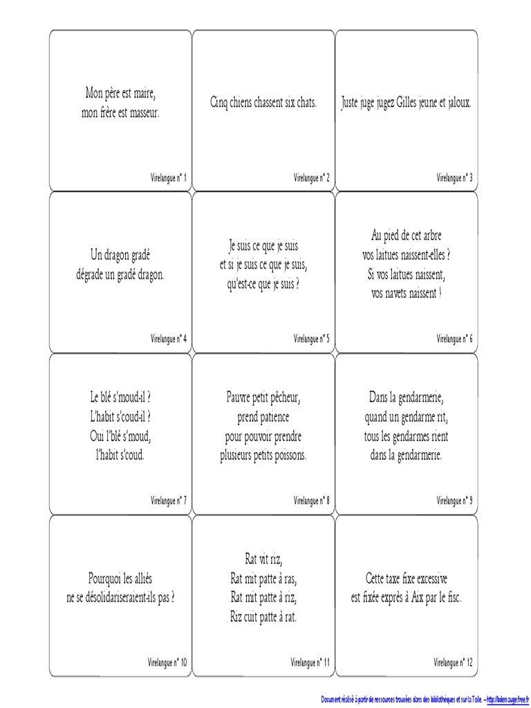 Virelangues Français : 103 Exercices de Diction | PDF | Loisirs