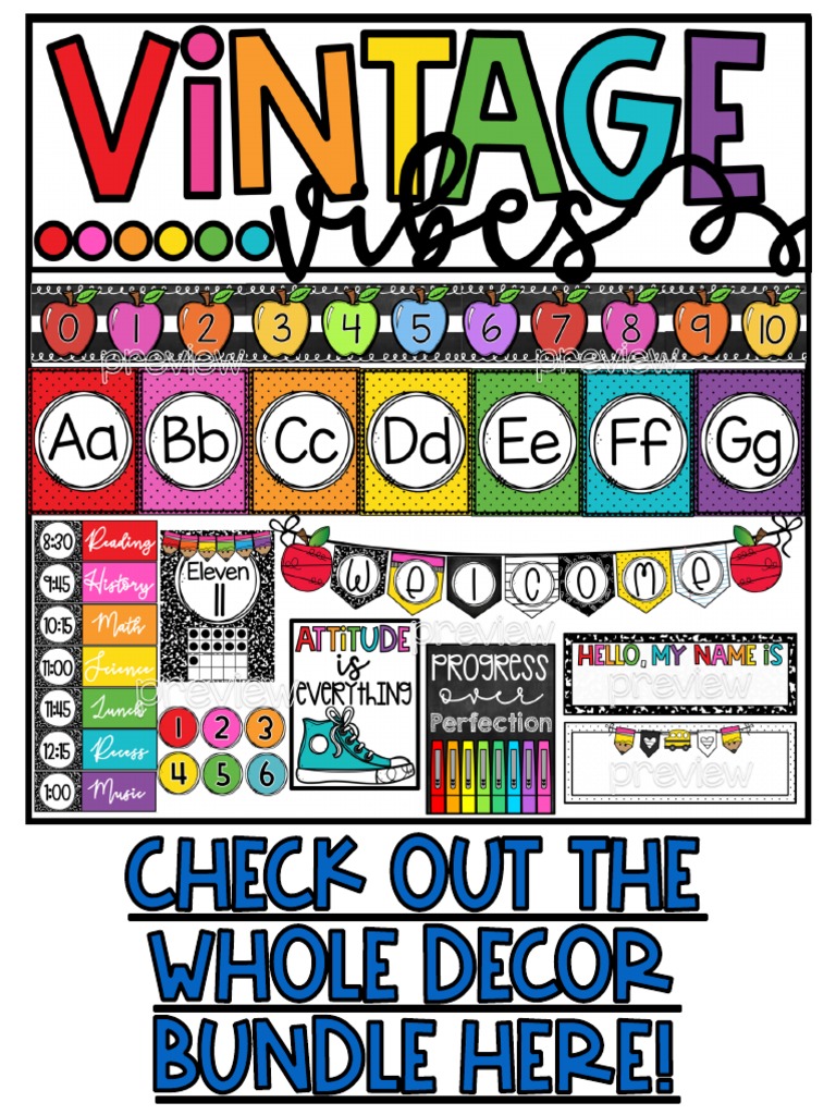 Vintage Vibes Classroom Decor Bundle | PDF