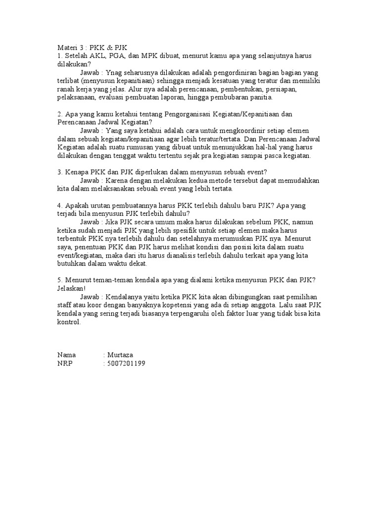 PKK & PJK - Murtaza - 4 - 5007201199 | PDF | Karier & Perkembangan