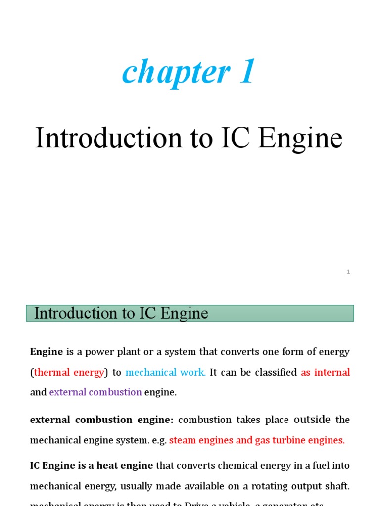 IC Engine PPT ch-1 | PDF | Internal Combustion Engine | Engines