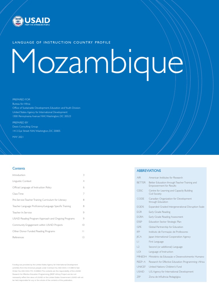 Mozambique: Language OF Instruction Country Profile | PDF | Teachers ...