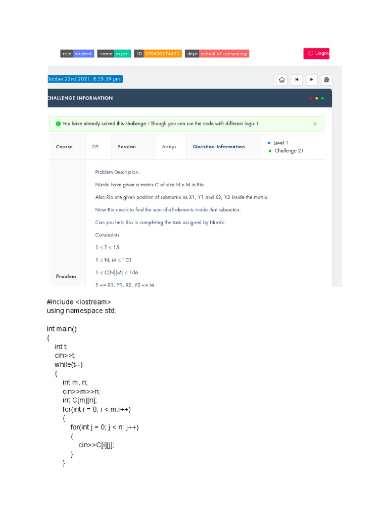 #Include Using Namespace STD Int Main (Int T Cin T While (T - ) (Int M ...