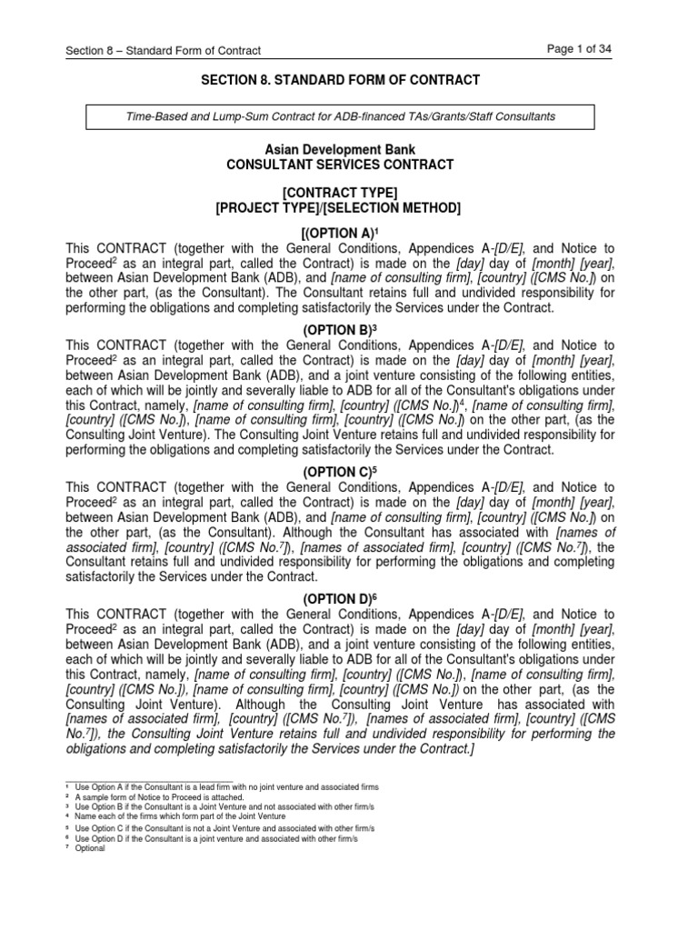 TA-9508 RFP Section 8 - Standard Form of Contract | PDF | Sexual ...