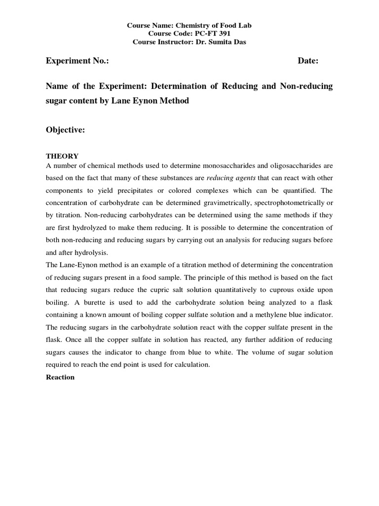 Reducing Sugar Analysis by Lane-Eynon Method | PDF | Carbohydrates ...