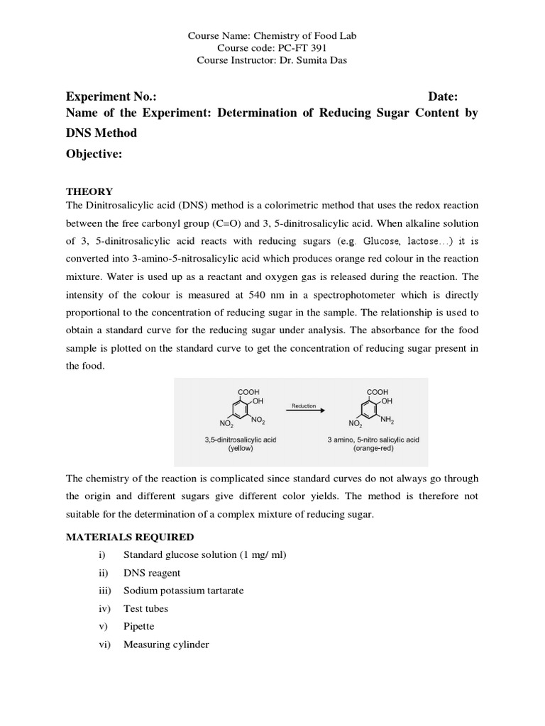 Determination of Reducing Sugar by DNS Method | PDF | Spectrophotometry ...