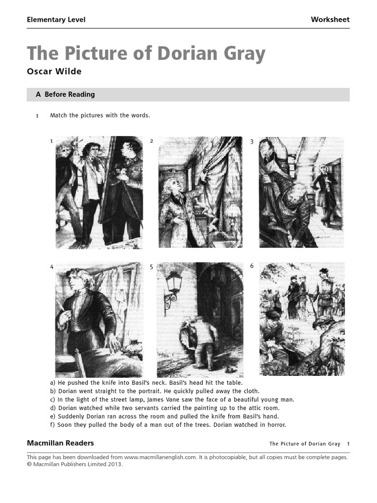 Picture of Dorian Gray Worksheet | PDF | The Picture Of Dorian Gray