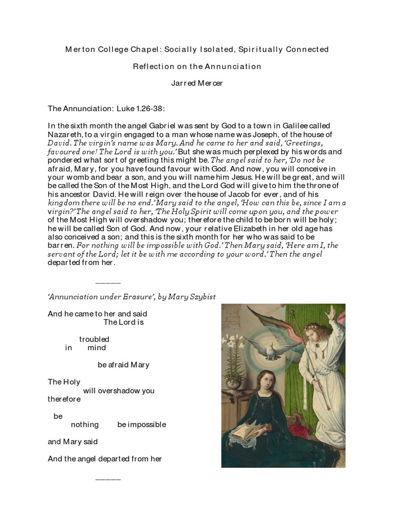 The Annunciation 2020 Reflection | PDF