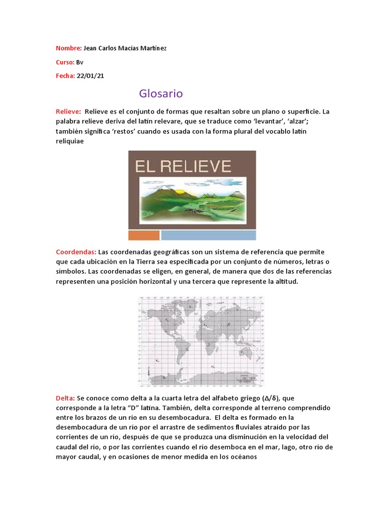 Glosario: Relieve | PDF | Río | Reservorio