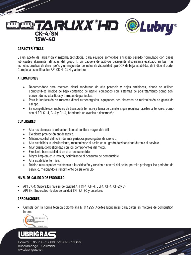 Api CK 4 Sae 15W 40 | PDF | Lubricante | Petróleo