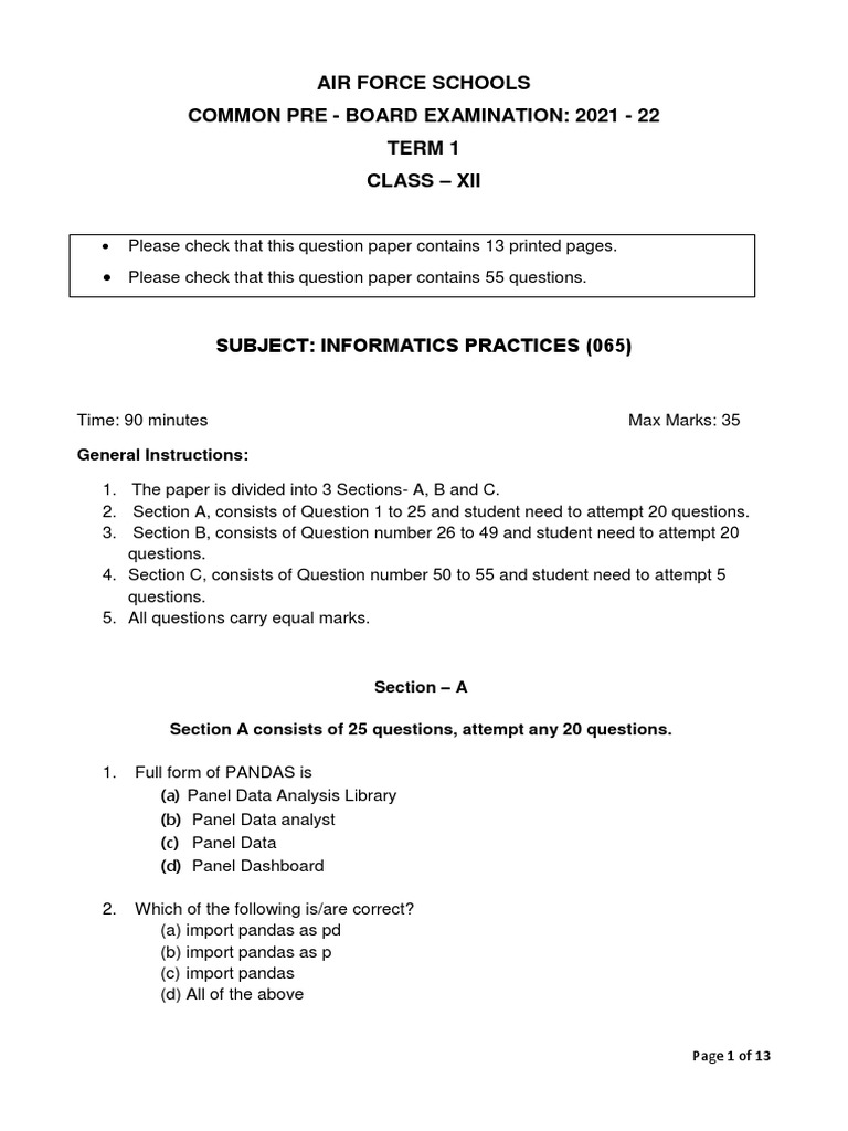 Template - CLASS - XII IP QP | PDF | Comma Separated Values ...
