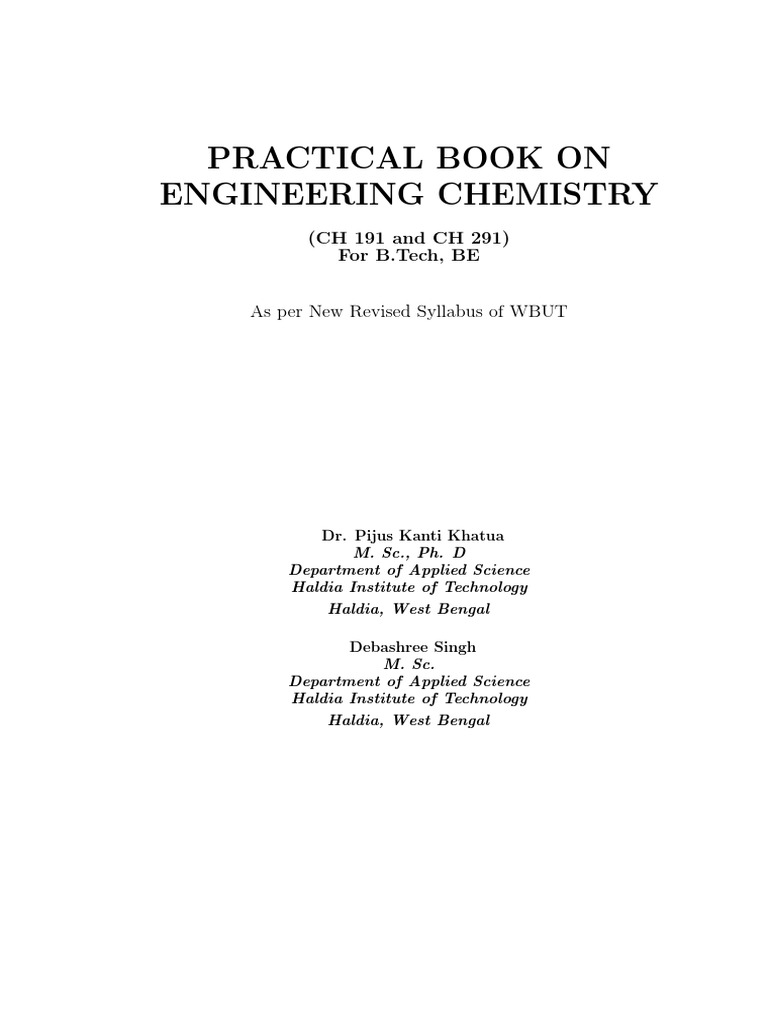 Practical Book On Engineeirng Chemistry | PDF | Hydroxide | Oxide