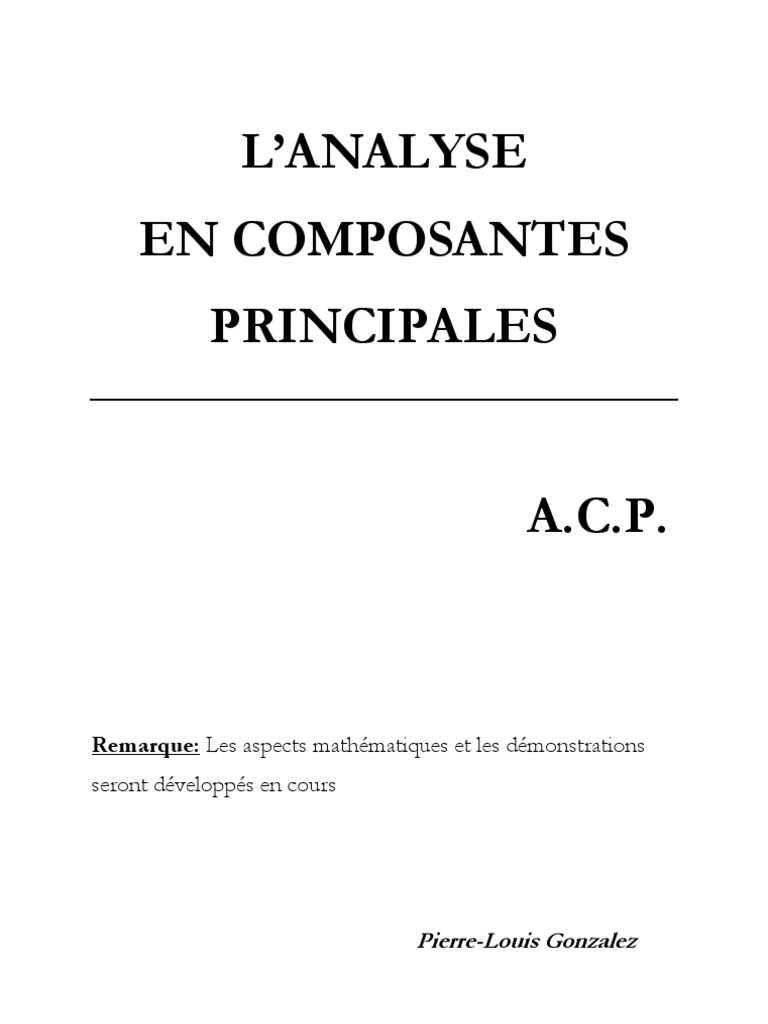 Cours ACP | PDF | Corrélation (statistiques) | Valeur propre, vecteur propre et espace propre