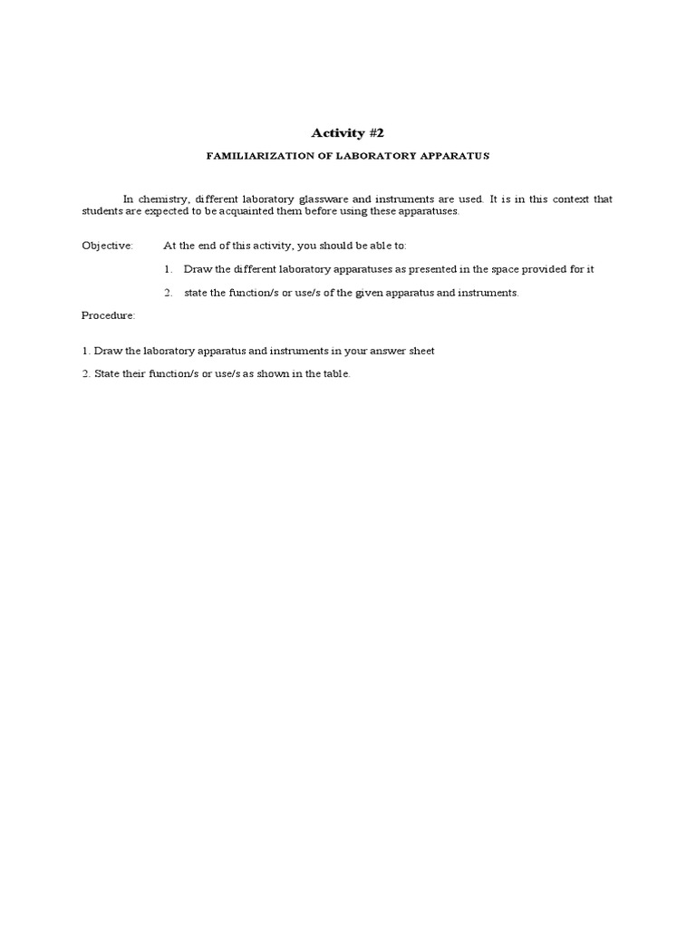 Activity #2: Familiarization of Laboratory Apparatus | PDF