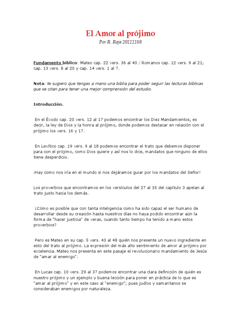 Amor Al Projimo Estudio | PDF | Amor | Jesús