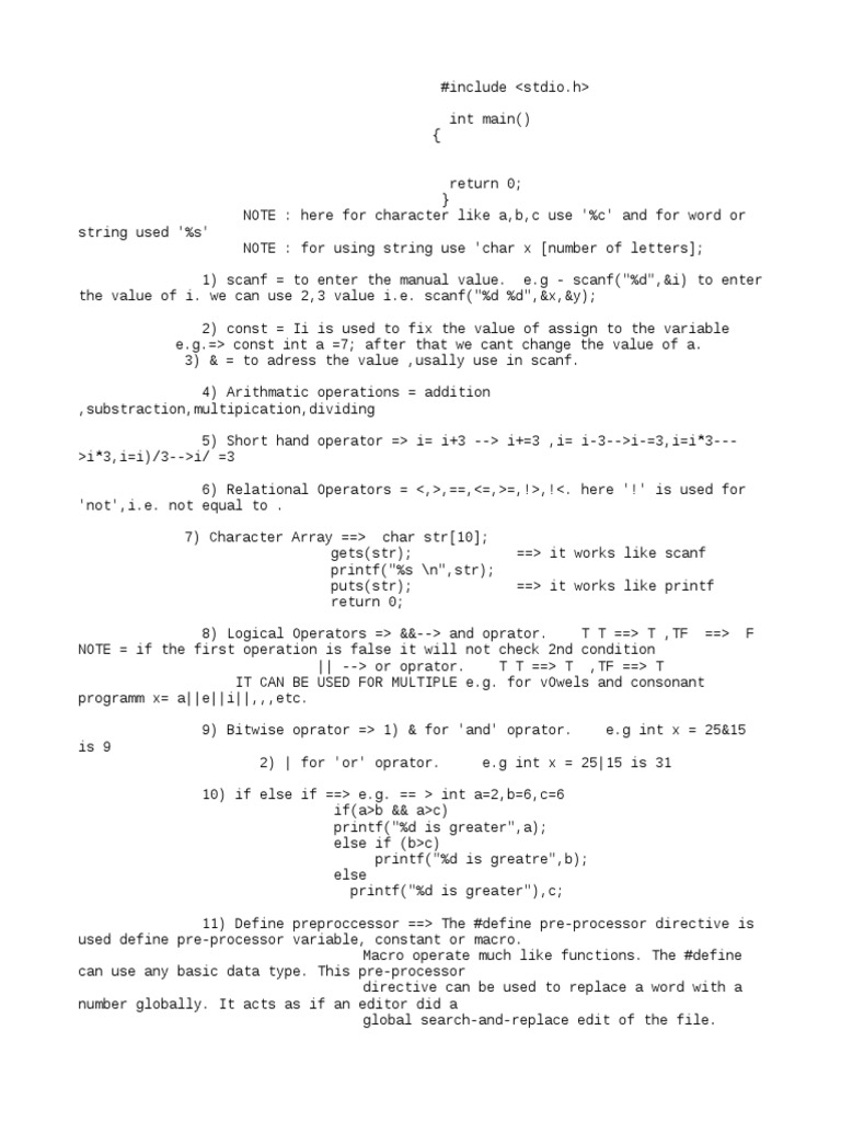 C Programme Notes Pdf Parameter Computer Programming Pointer Computer Programming