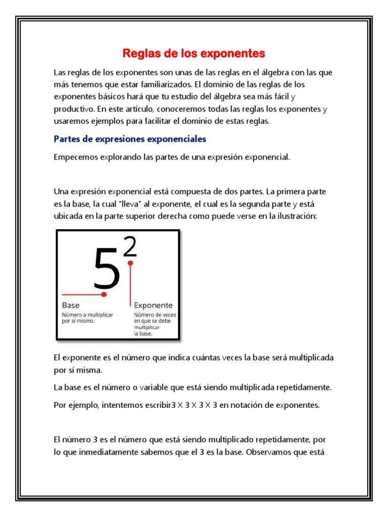 Reglas de Los Exponentes.2 | PDF | Exponenciación | Multiplicación