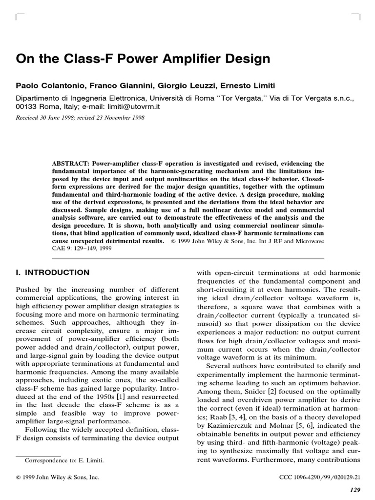 Class-F Power Amplifier Design Guide | PDF | Amplifier | Electrical ...