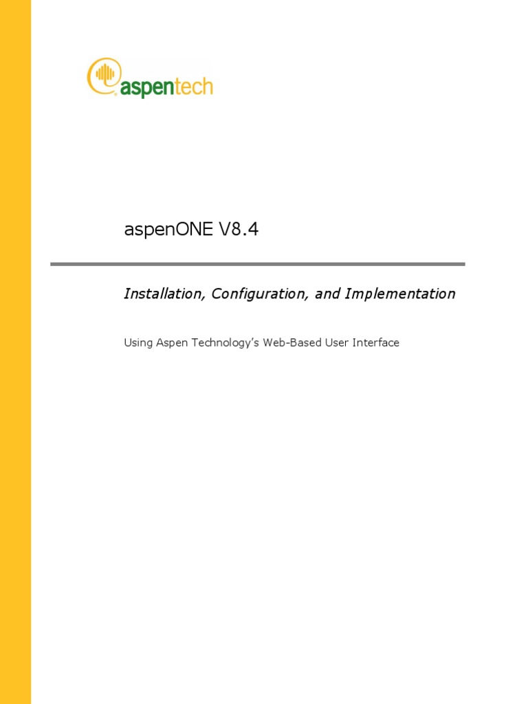 Aspenone V8.4: Installation, Configuration, and Implementation | PDF ...
