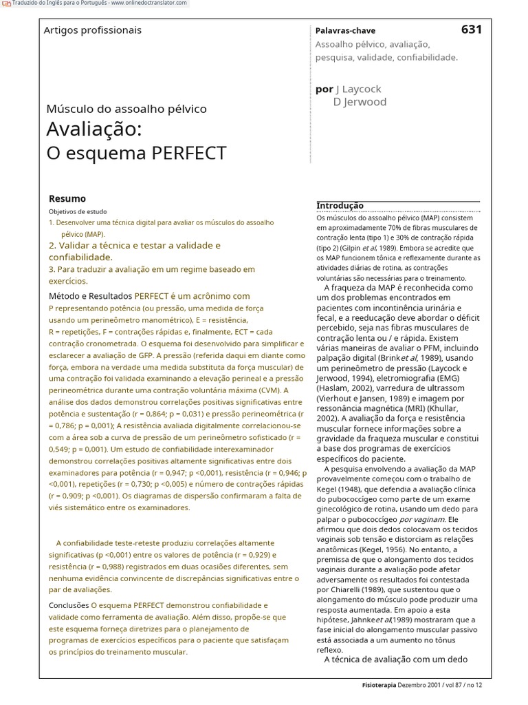 Laycock, Jerwood, 2001. Pelvic Floor Muscle Assessment - The PERFECT ...