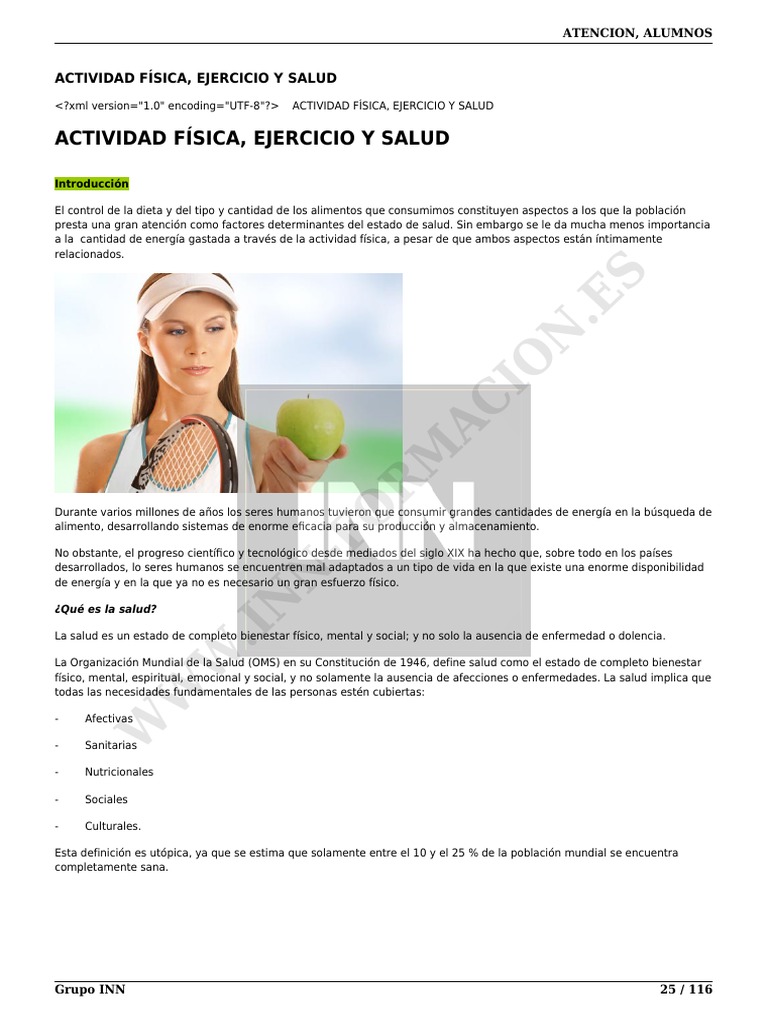 Actividad Física, Ejercicio y Salud | PDF | Estilo de vida sedentario ...