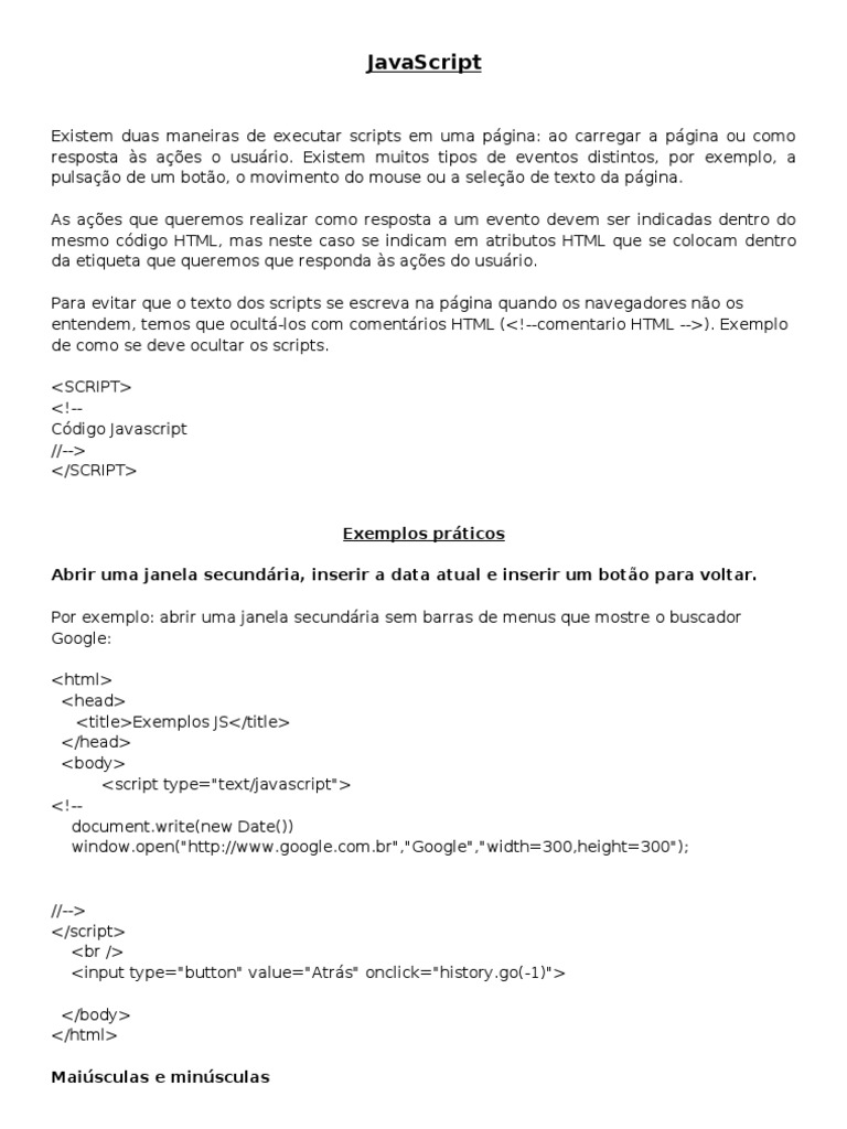 Apostila Javascript | PDF | Script Java | Html
