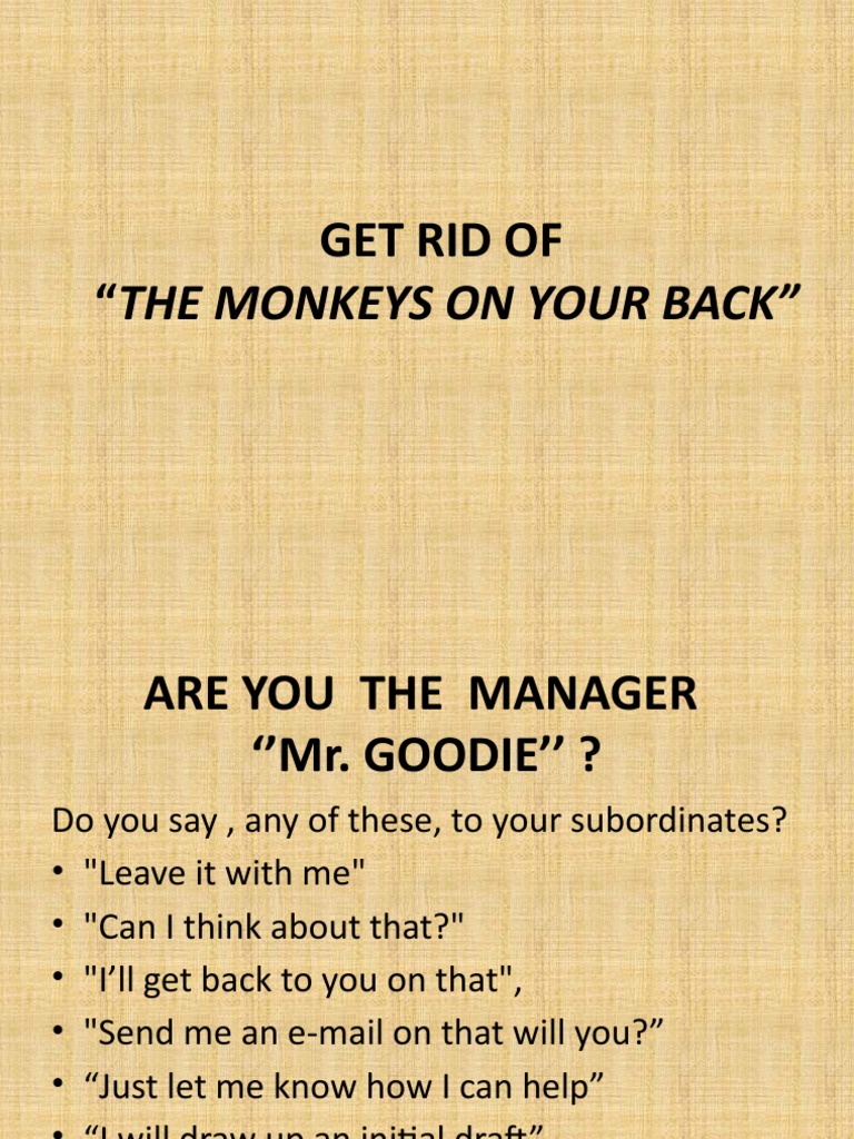 Monkeys On Your Back | PDF