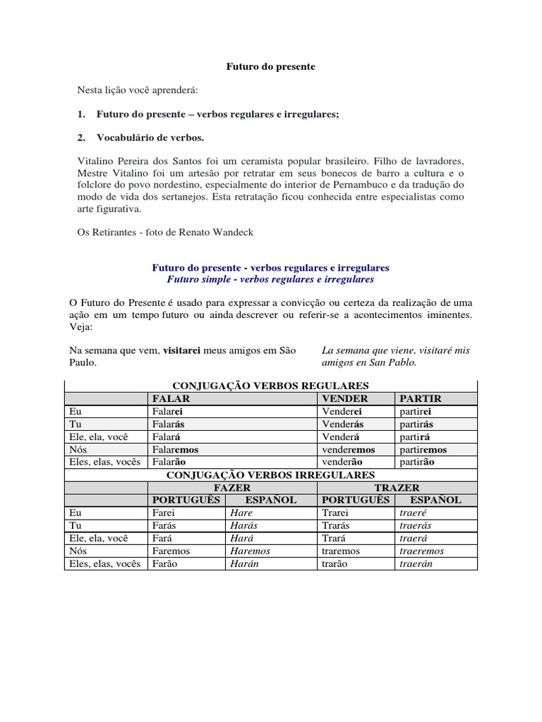 Futuro do Presente: Verbos e Conjugação | PDF | Linguística