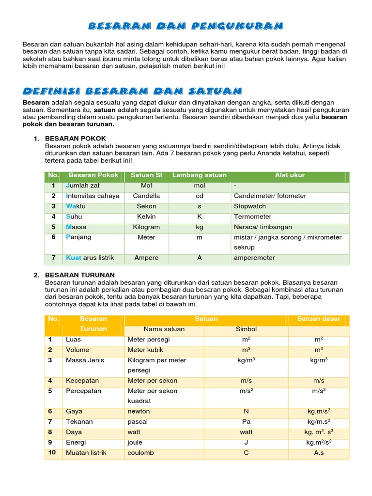 Besaran Dan Satuan | PDF