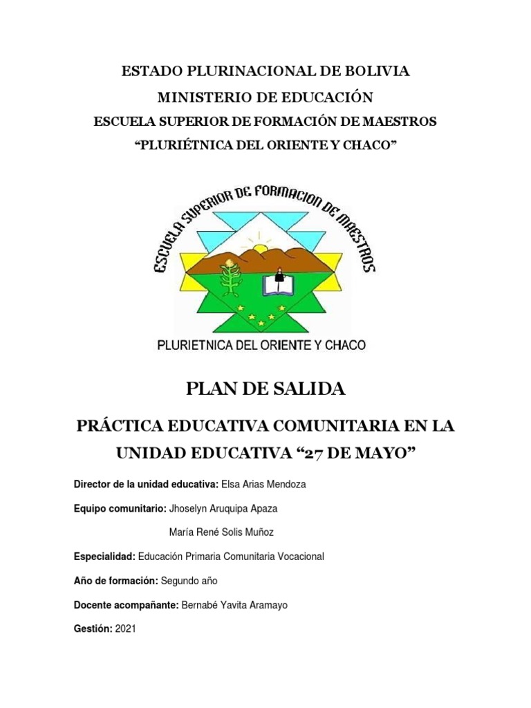 PLAN SALIDA 2do EPCV | PDF | Salón de clases | Maestros