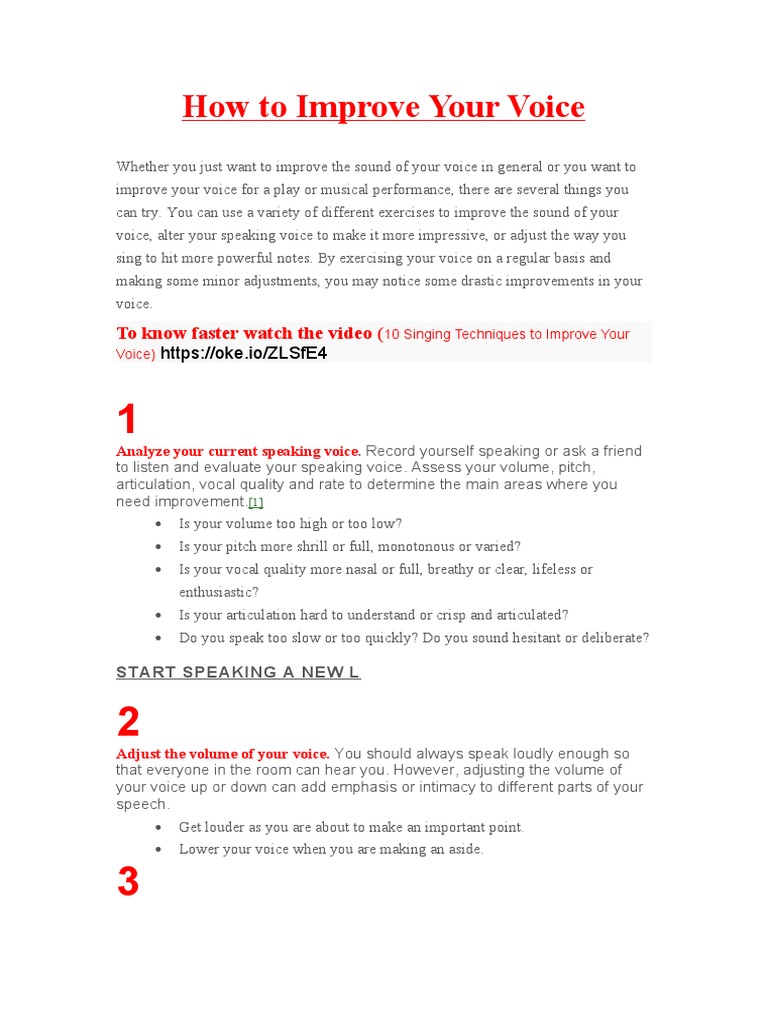 How To Improve Your Voice | PDF | Human Voice | Speech