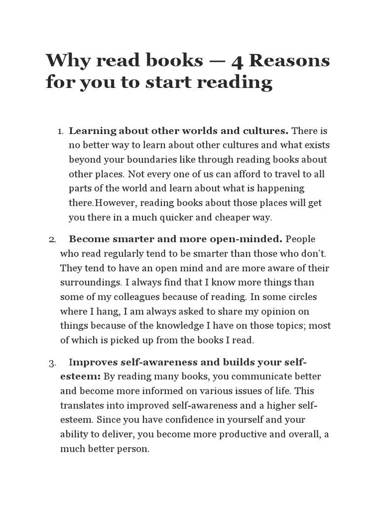 Why Read Books - 4 Reasons For You To Start Reading: Become Smarter and ...