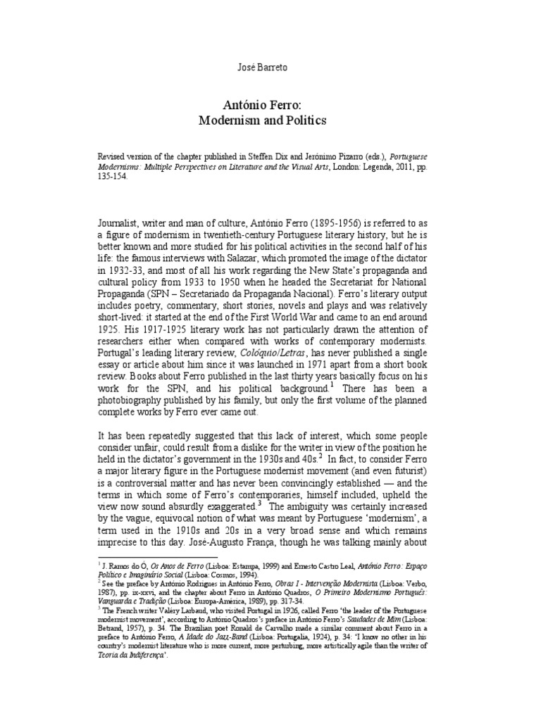 António Ferro: Modernism and Politics | PDF