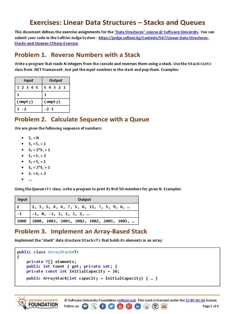 Linear Data Structures Stacks And Queues Exercises Pdf Queue Abstract Data Type Computer