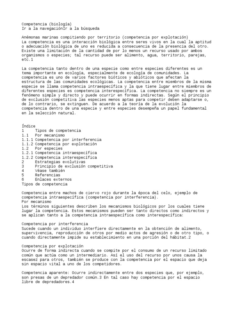 Tipos y Mecanismos de Competencia Biológica | PDF | Ecología | Biología