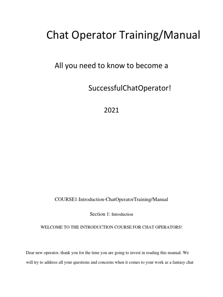 Chat Operator Training/Manual: All You Need To Know To Become A ...