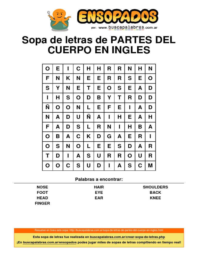Sopa De Letras Partes Del Cuerpo 237883 | SOPA DE LETRAS 3º CUERPO