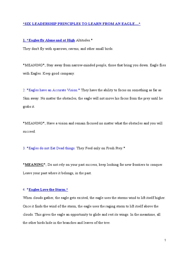 Six Leadership Principles To Learn From An Eagle.... : 2. Eagles Have An Accurate Vision. | PDF ...