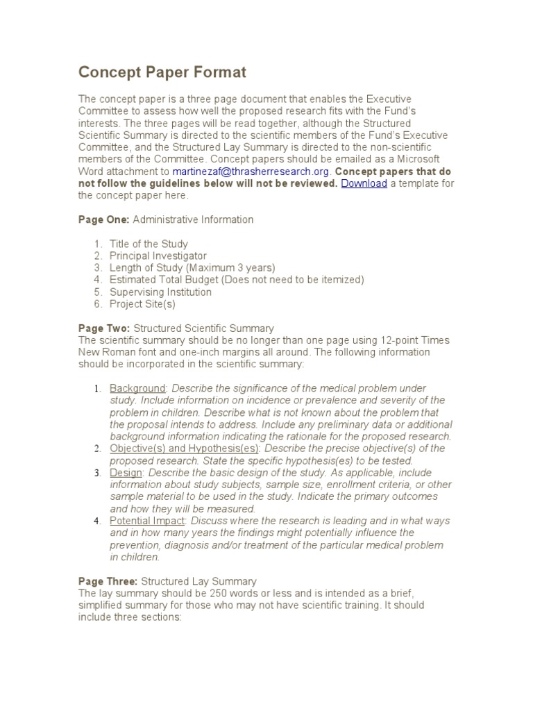 Concept Paper Format Hypothesis Goal