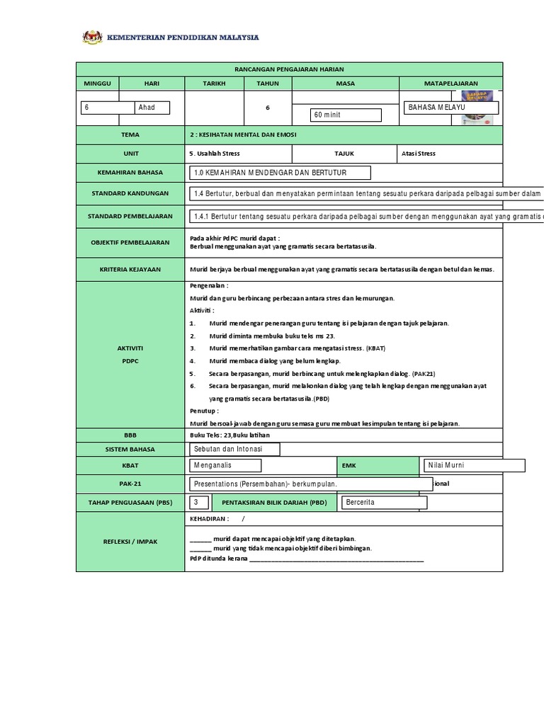RPH BM THN 6-Unit 5 | PDF