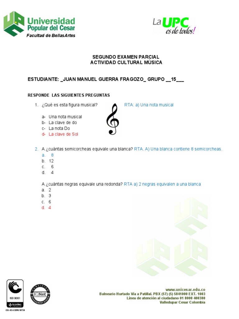 Segundo Examen | PDF | Elementos de la música | Teoría musical