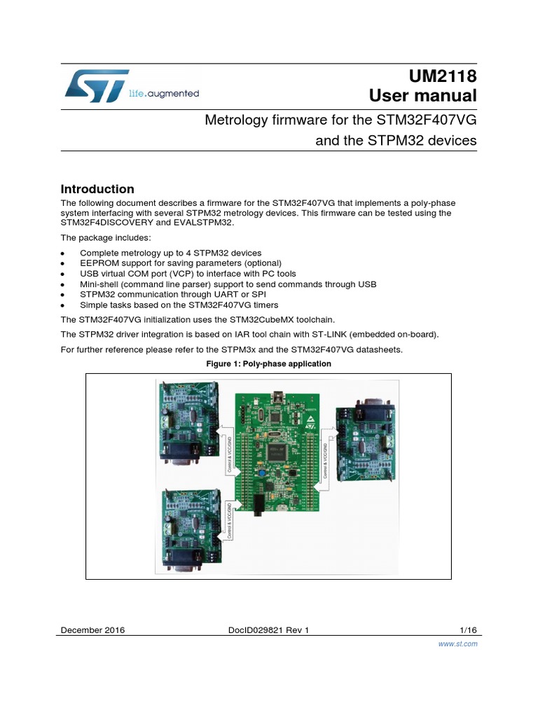 UM2118 User Manual: Metrology Firmware For The STM32F407VG and The STPM32 Devices | PDF | Usb ...