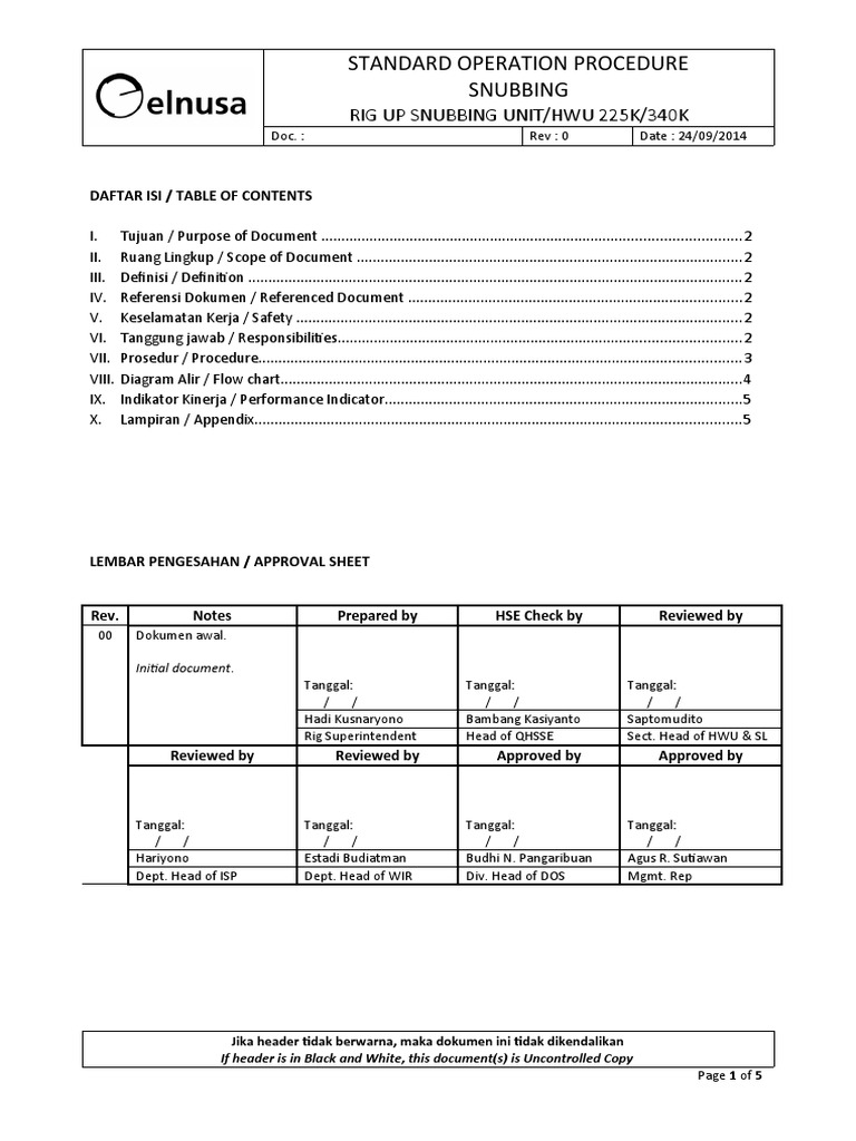 1 SOP Rig Up Snubbing 225 340 | PDF | Gas Technologies | Plumbing