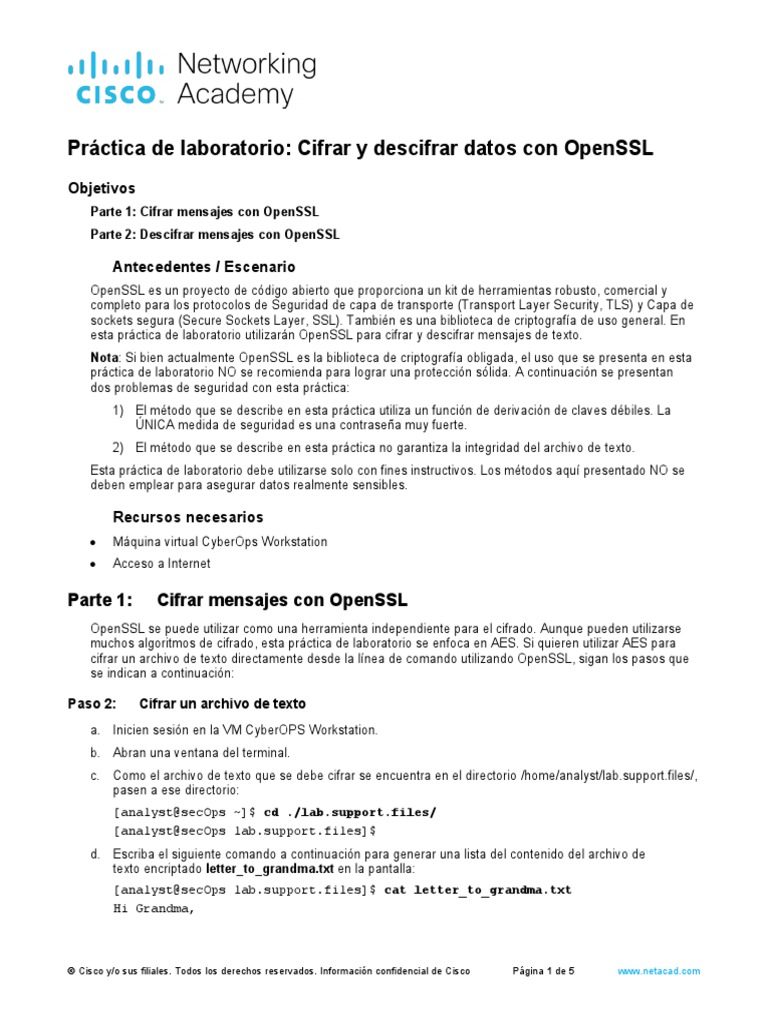 9116 Lab Encrypting And Decrypting Data Using Openssl Pdf Transport Layer Security