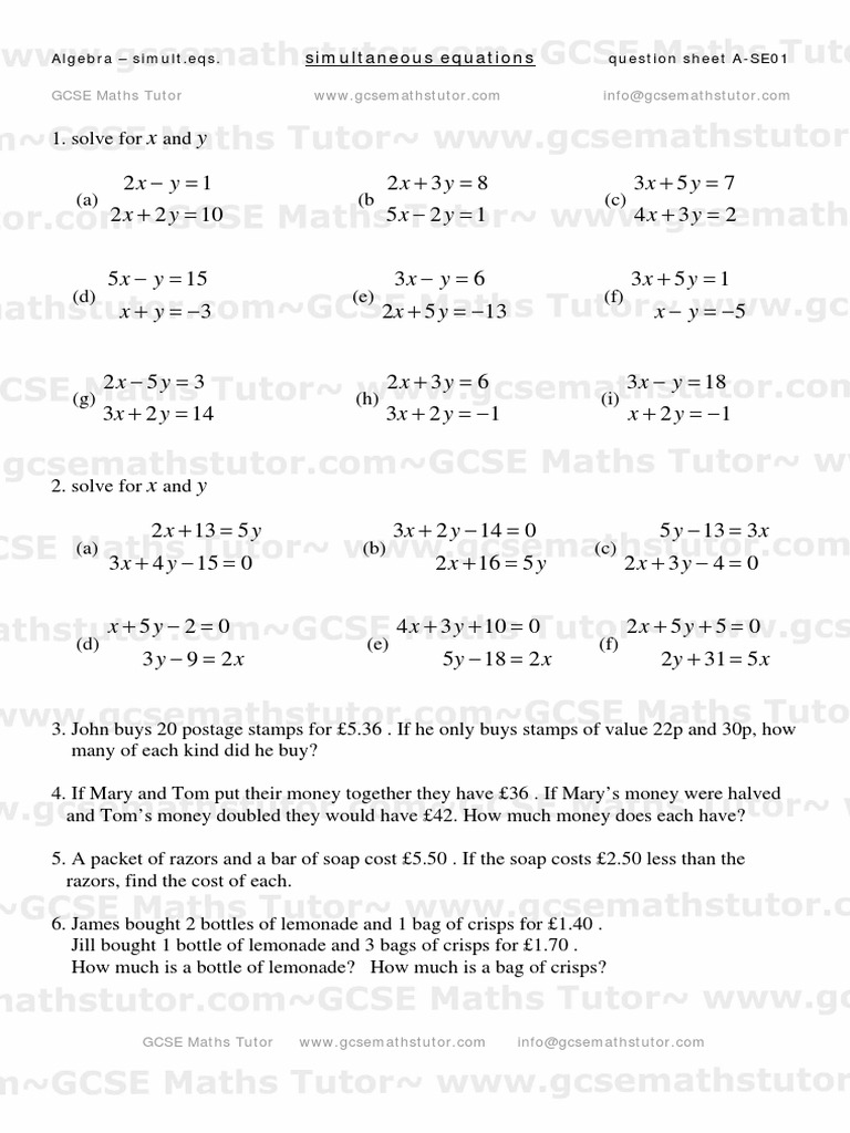 Simultaneous Equations | PDF | Equations | Mathematics