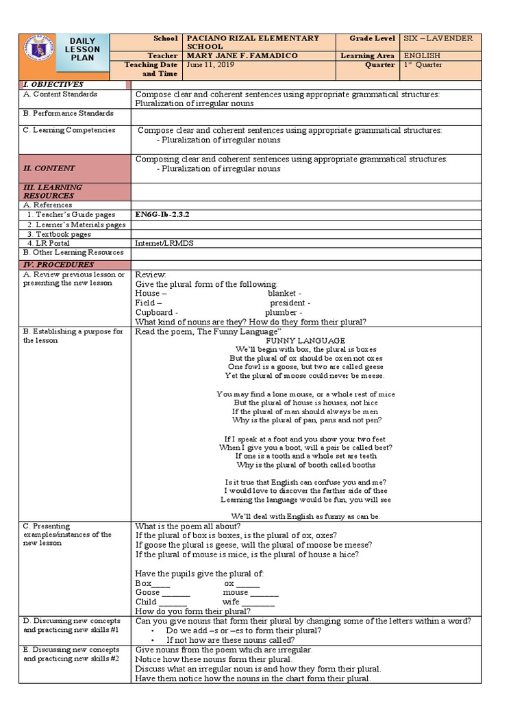 Forming The Plural of Irregular Nouns | PDF | Plural | Noun