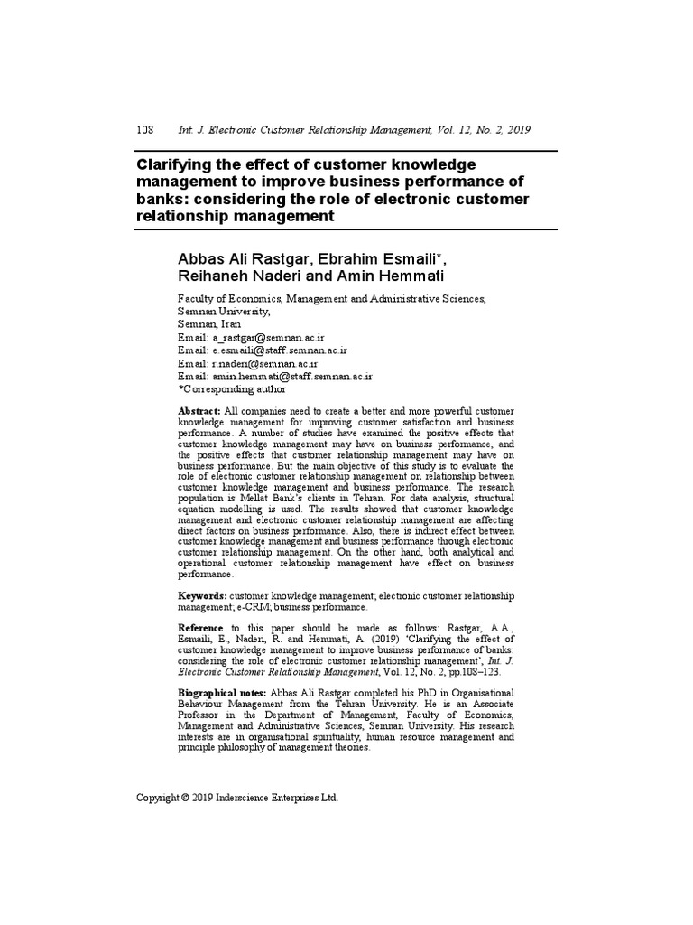 Electronic Customer Pdf Customer Relationship Management Statistics