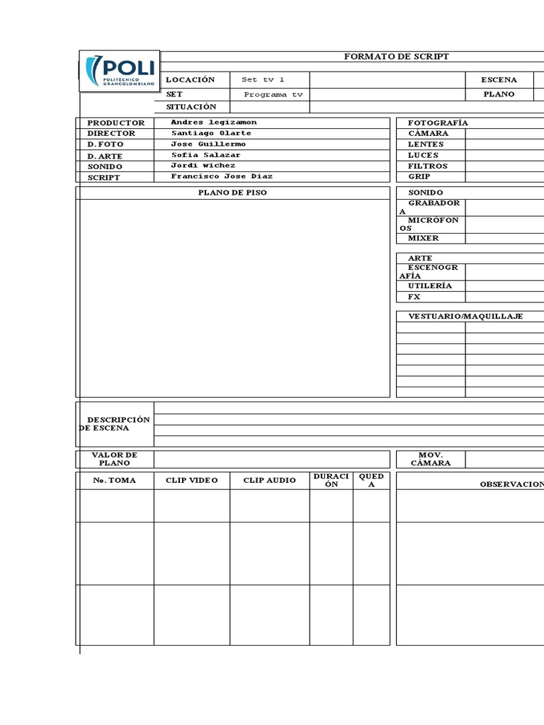 Formato de Script | PDF | Imagen