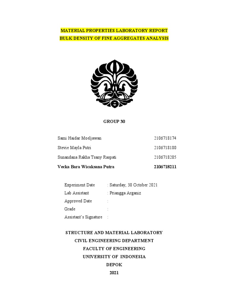 Bulk Density of Fine Aggregates Analysis | PDF | Density | Experiment