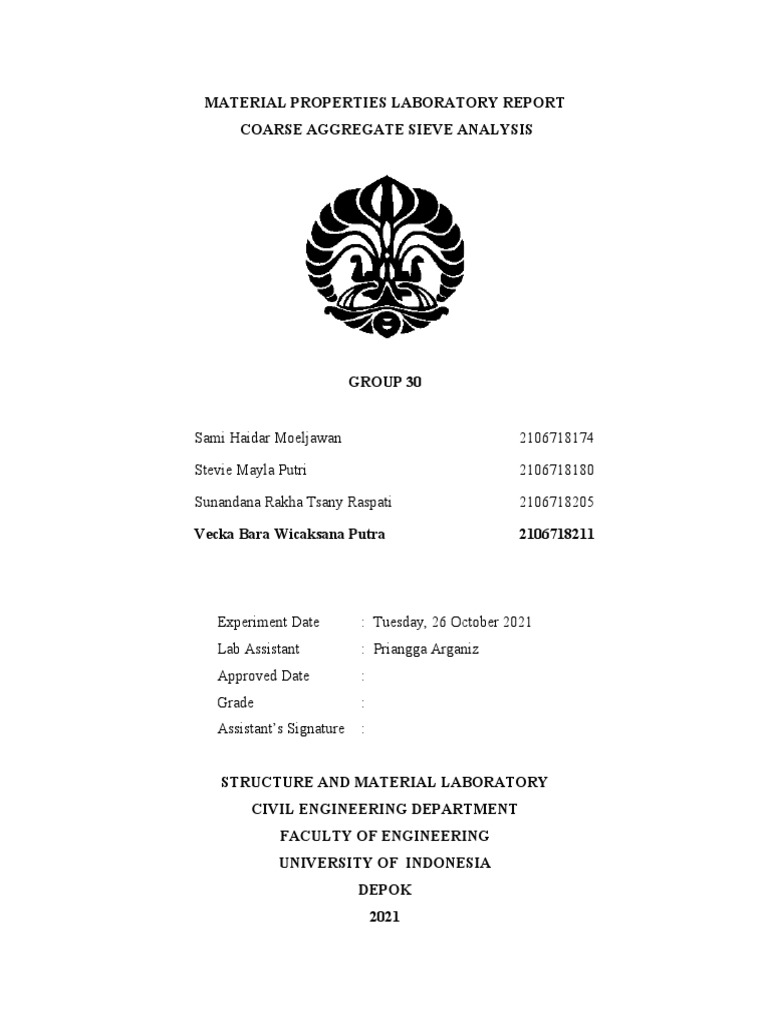Coarse Aggregate Sieve Analysis Lab Report | PDF